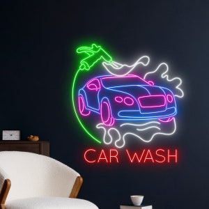 Car Wash Neon Sign, Car Wash Logo Neon Light, Car Wash Open Led Light ...