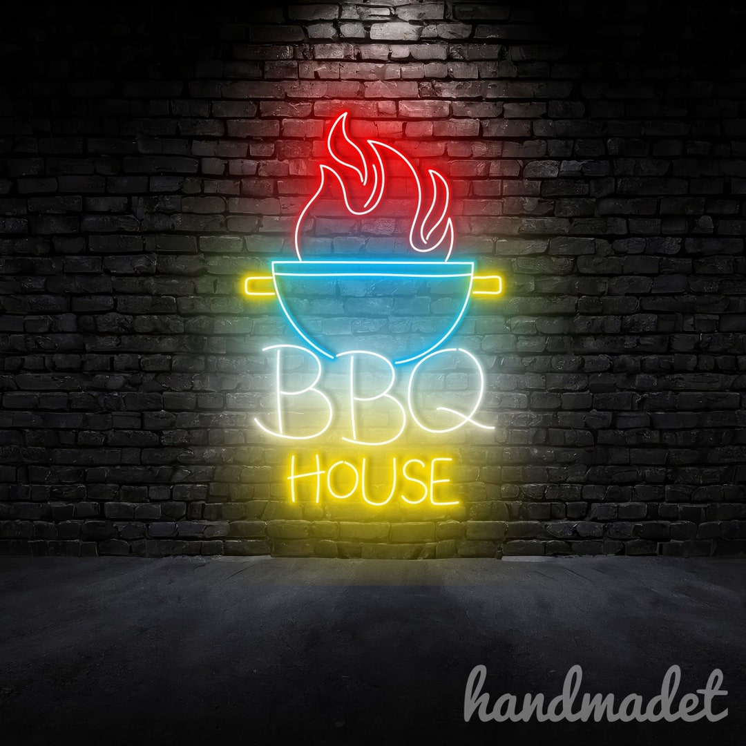 BBQ Neon Wall Sign, Barbecue Neon Wall Light, Steak Butcher Led Wall ...