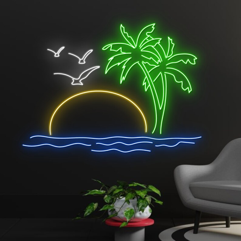 Custom Summer Sunset Neon Sign, Summer Sunrise Led Sign, Summer Vacation Led Lights, Summer ...