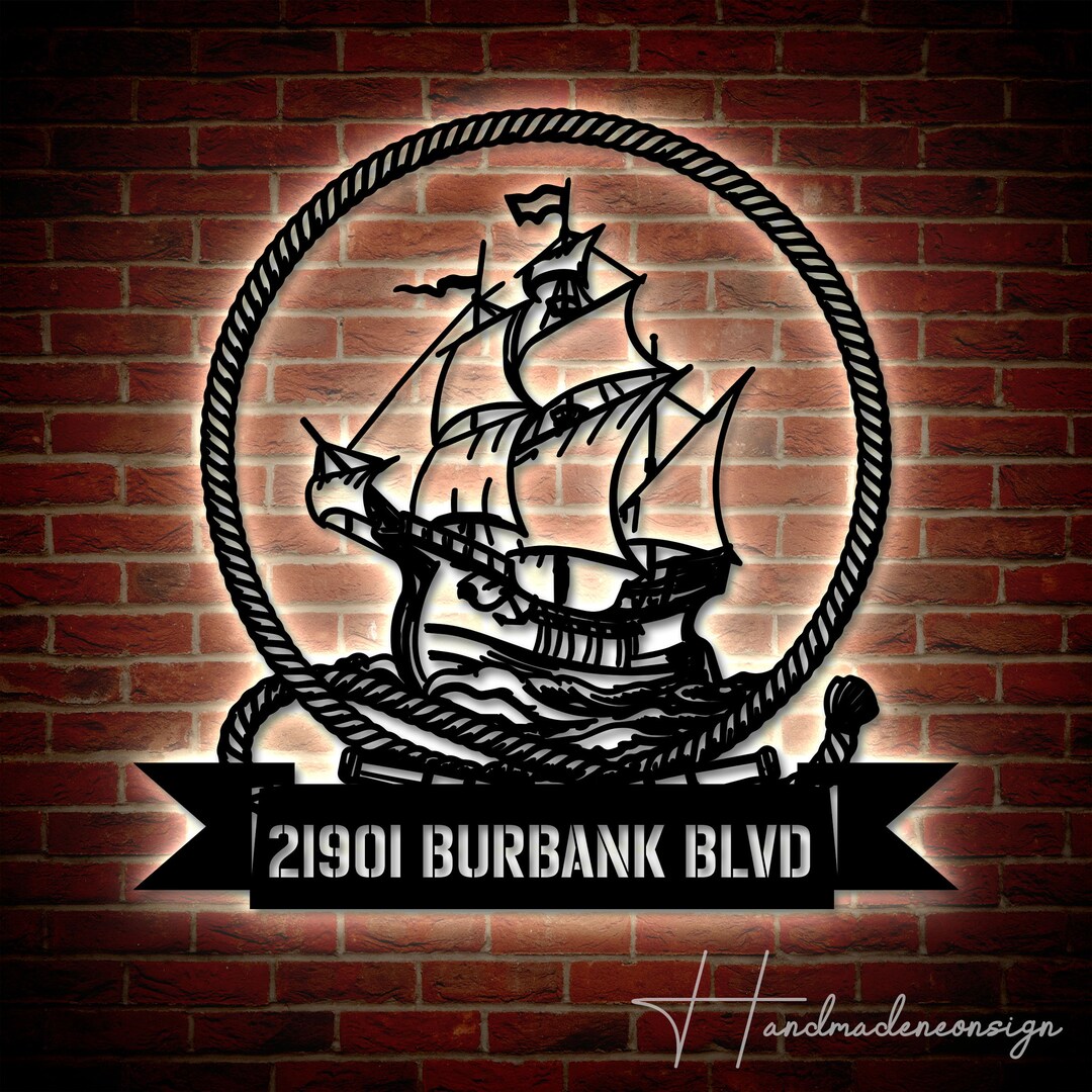 Personalized Sailing Ship Home Number Metal Sign | Custom Sailing Boat ...