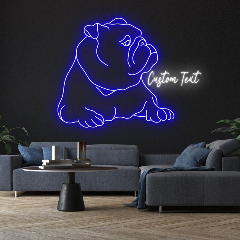 Custom Name Bulldog Led Sign, Custom Name Bulldog Neon Sign, Wall Decor ...