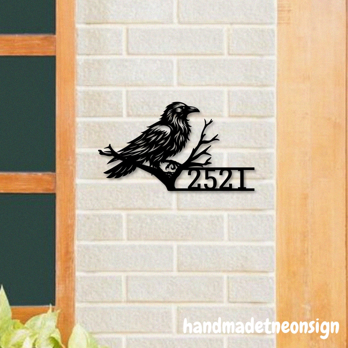 Personalized Raven House Number, Raven Bird Home Number Metal Wall Sign ...