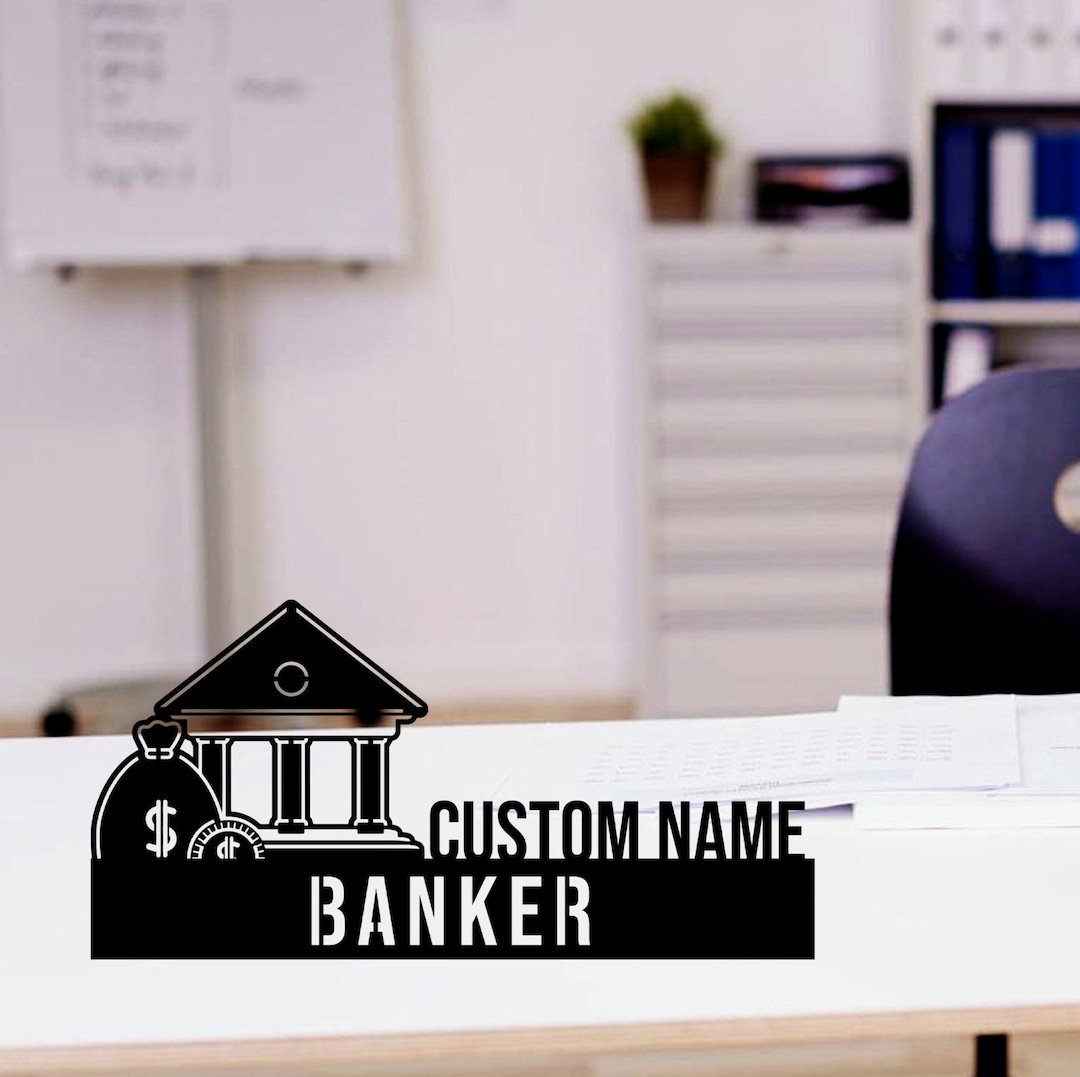 Custom Banker Desk Name Plate, Banker Metal Nameplate for Desk, Banker ...