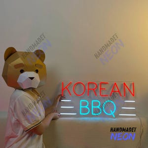 Custom Korean BBQ Neon Sign, Korea Barbecue Led Light, Meet Grill Neon ...