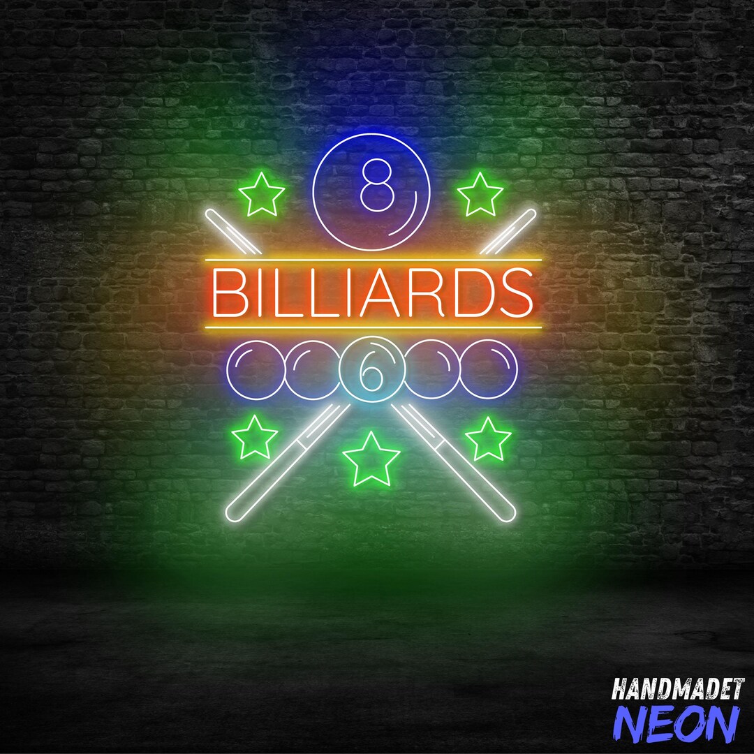 Billiards Neon Sign for Game Room Decor, Billiards Ball Neon Light ...