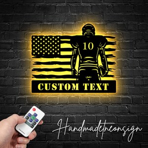 Personalized US Football Metal Wall Art LED Light - Custom America ...