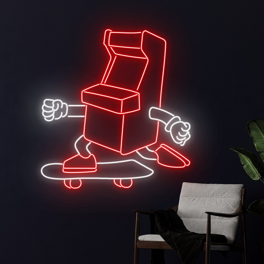 Arcade Skateboard Neon Sign, Skateboarding Arcade Led Sign ...