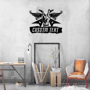 Custom Rock N Roll Metal Wall Art LED Light - Personalized Rock Music ...