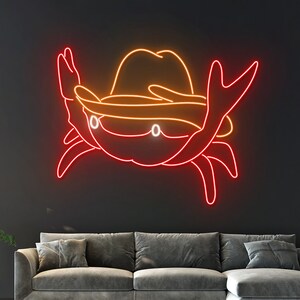 Cowboy Crab Neon Sign, Cowboy Hat Crab Led Sign, Western Crab Led Light ...