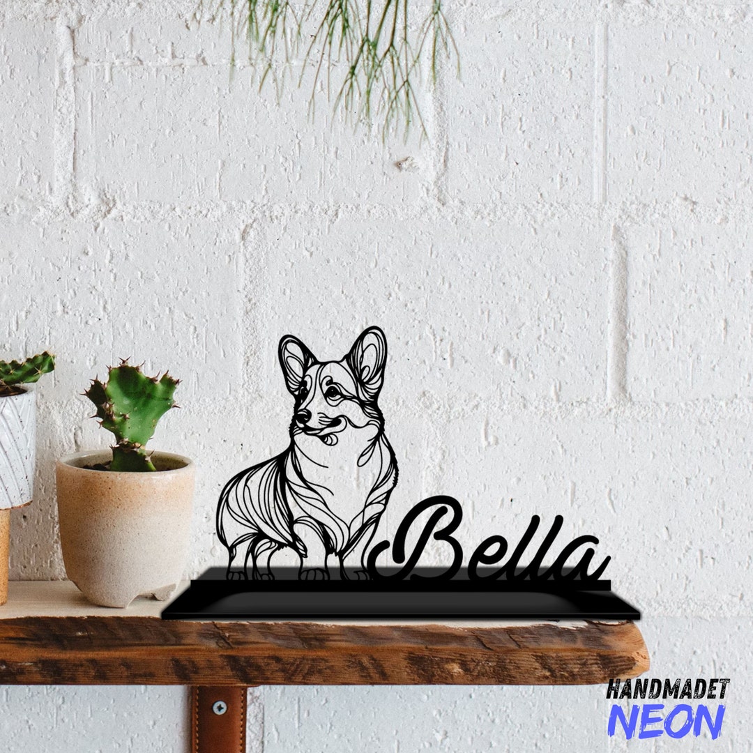 Custom Pembroke Welsh Corgi Table Decor Corgi Dog Metal Shelf Decor ...