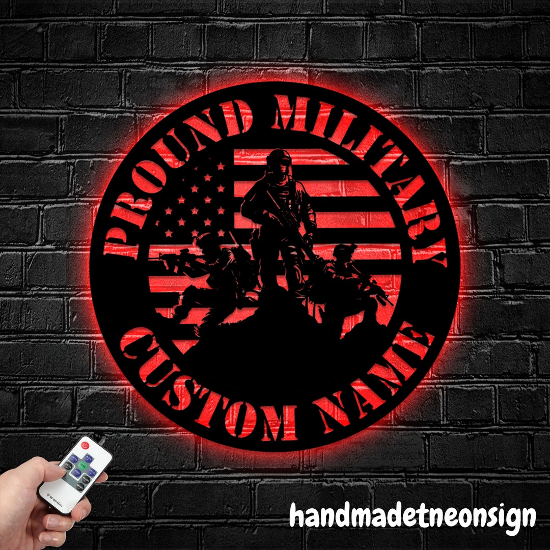 Personalized Veteran Metal Sign, Soldier Metal Light, USA Army Led ...