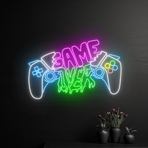 Game Over Game Controller Neon Sign, Breaking Controller Led Sign, Game ...