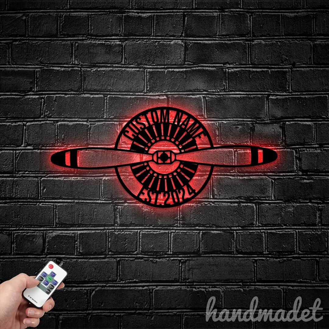 Personalized Propeller Metal Wall Sign, Propeller Metal Wall Light ...