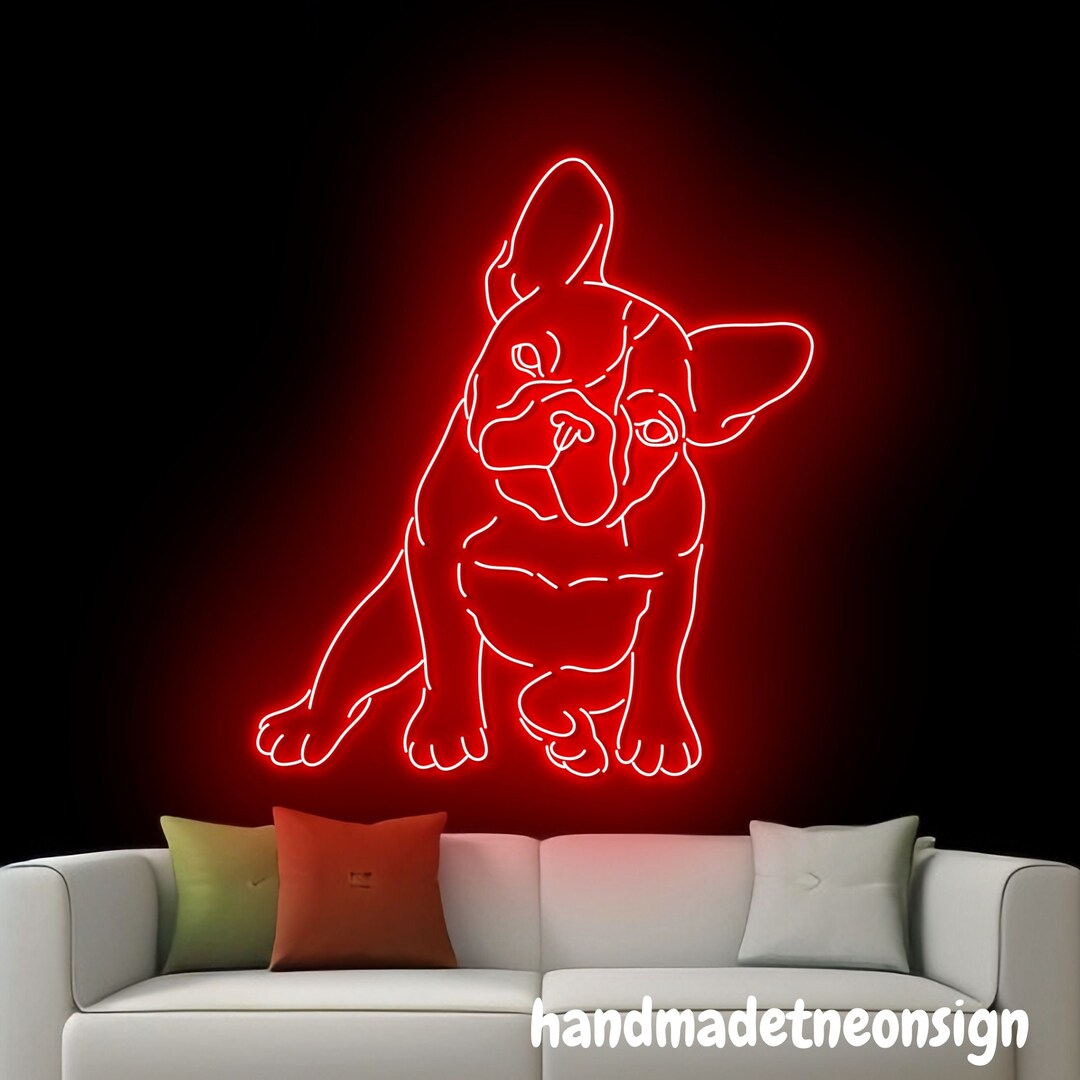 French Bulldog Dog Neon Sign, Bulldog Line Art Led Sign, Dog Lover Neon ...