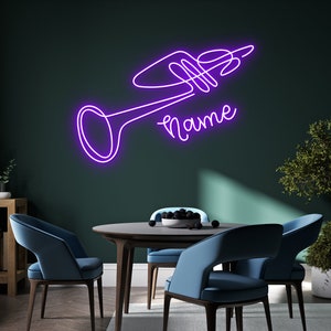 Custom Name Trumpet Neon Sign, Trumpet Neon Led, Trumpet Wall Decor ...