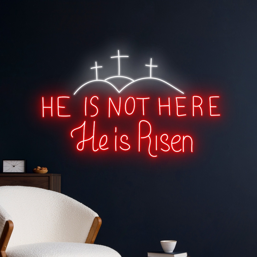 He is Not Here He is Risen Neon Sign, He is Risen Led Sign, Jesus Cross ...