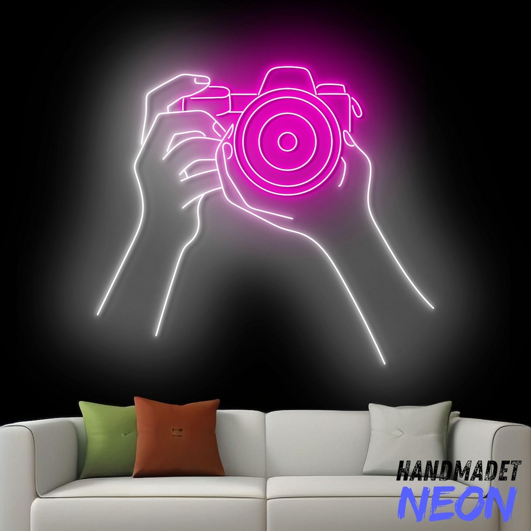 Hands Holding Camera Neon Sign, Camera Led Sign, Photographer Led Light ...