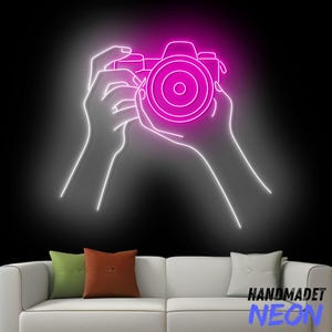 Hands Holding Camera Neon Sign, Camera Led Sign, Photographer Led Light ...