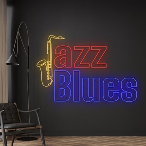Custom Jazz Blues Saxophone Led Sign, Jazz Blues Led Lights, Jazz Neon ...