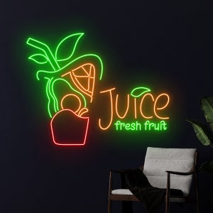 Juice Fresh Fruit Neon Sign, Juice LED Light, Fresh Fruit Neon Light ...