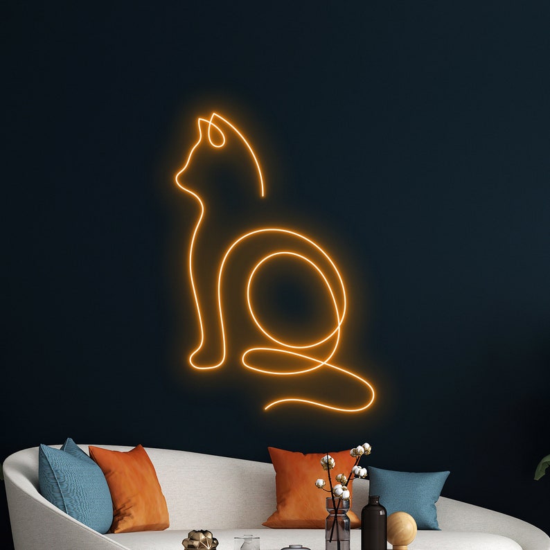 Cat Neon Sign, Cat Line Art Led Sign, Cute Cat Neon Light, Cat Pet Led ...