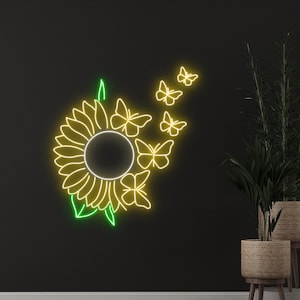 Butterfly Sunflower Neon Light, Sunflower Flower Butterfly Led Light ...