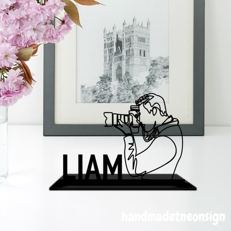 Custom Photographer Table Decor, Photographer Metal Shelf Decor Home ...