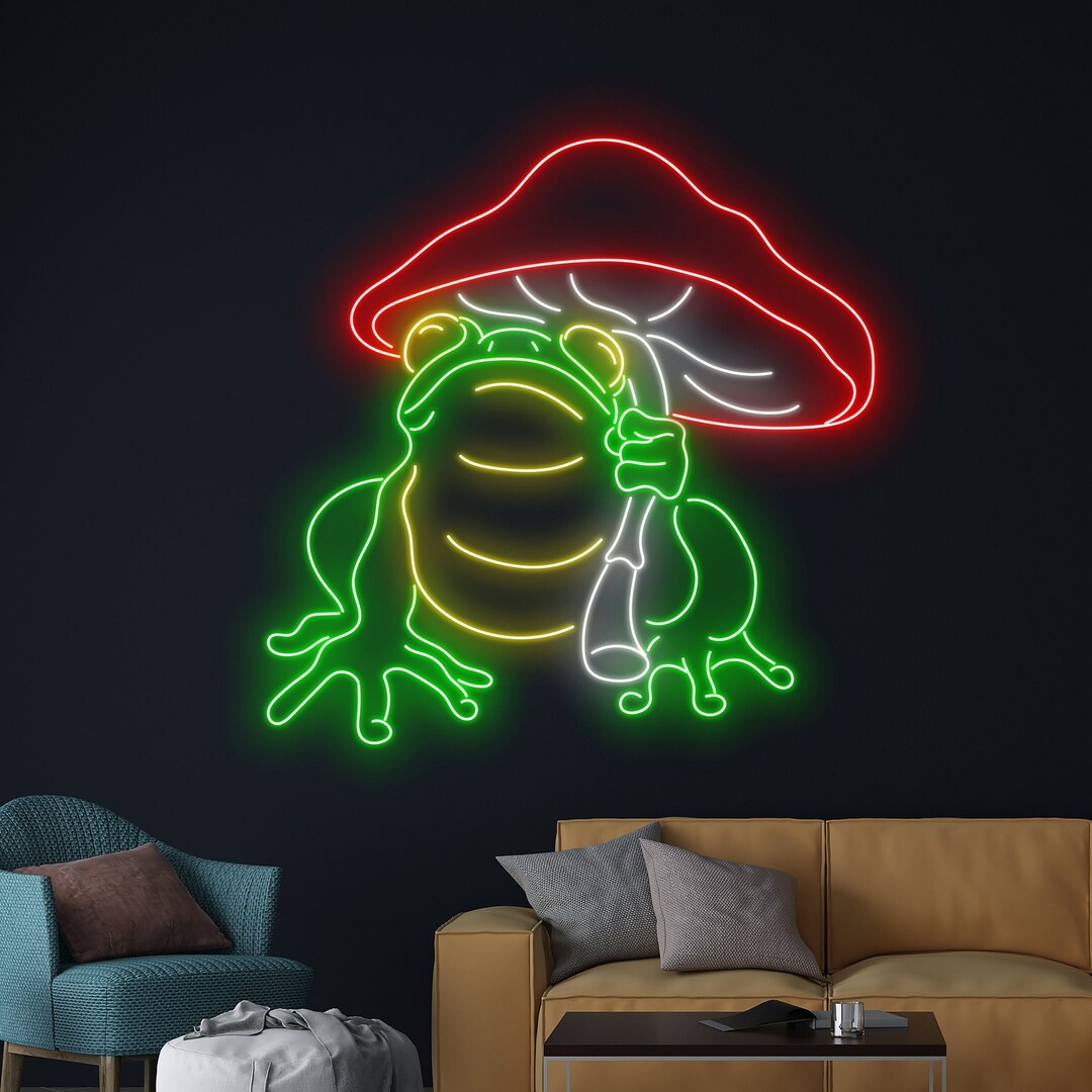 Frog Mushroom Neon Light Mushroom Frog Led Light Toad Led - Etsy