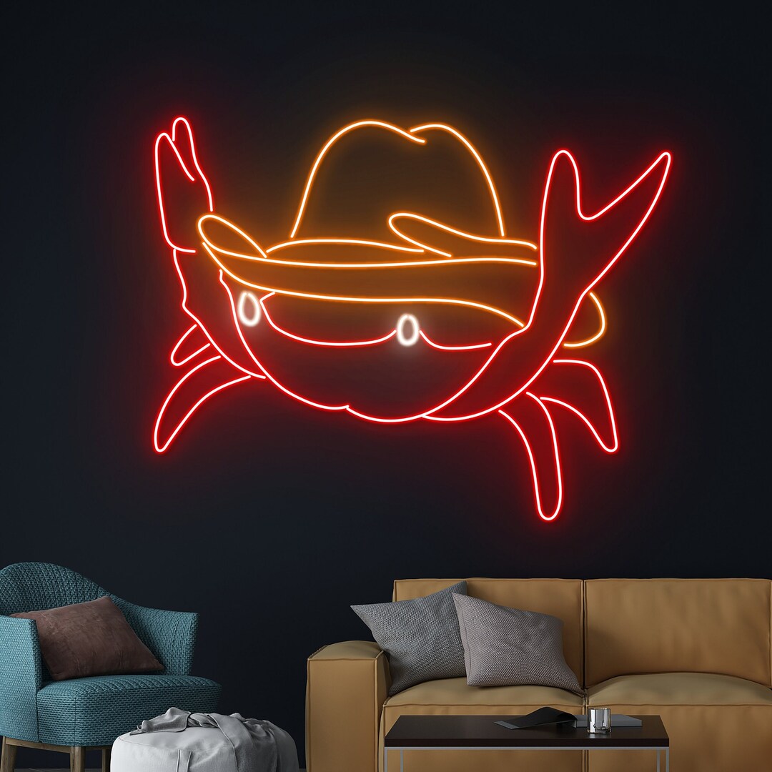 Cowboy Crab Neon Sign, Cowboy Hat Crab Led Sign, Western Crab Led Light ...
