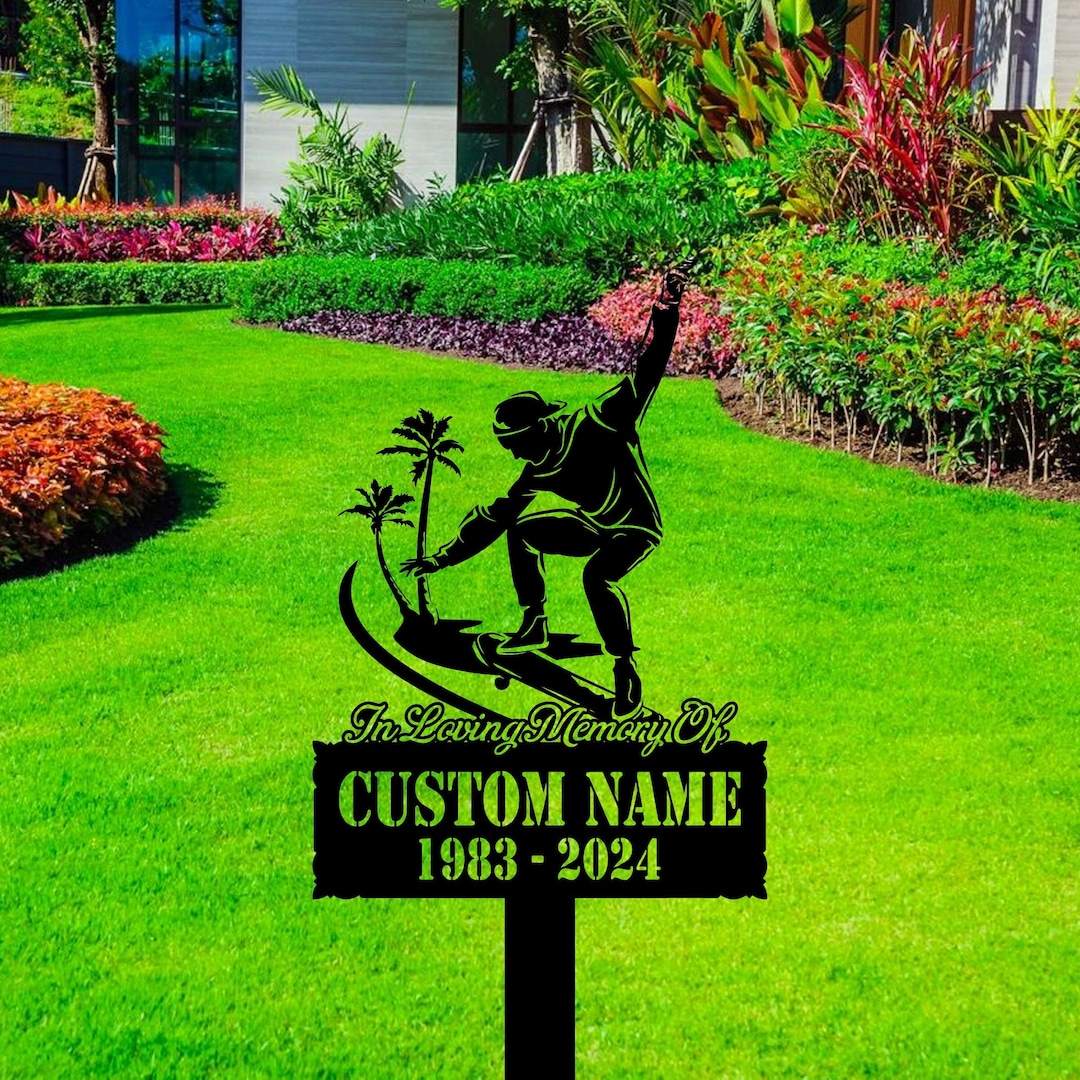 Custom Outdoor Skateboarder Metal Sign With Stakes - Personalized ...