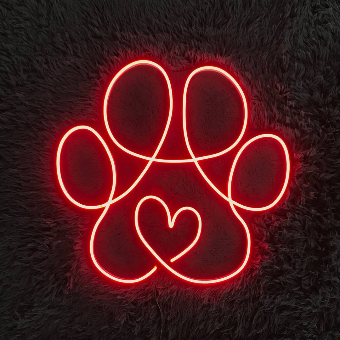 Paw Led Sign, Paw Neon Sign, Wall Decor, Paw Neon Sign, Custom Neon ...