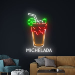 Michelada Neon Sign, Michelada Neon Light, Michelada Cocktail LED Light ...