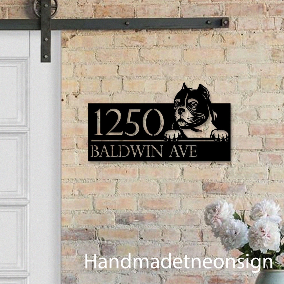 Personalized American Bully Dog House Number, Bully Dog Home Number ...