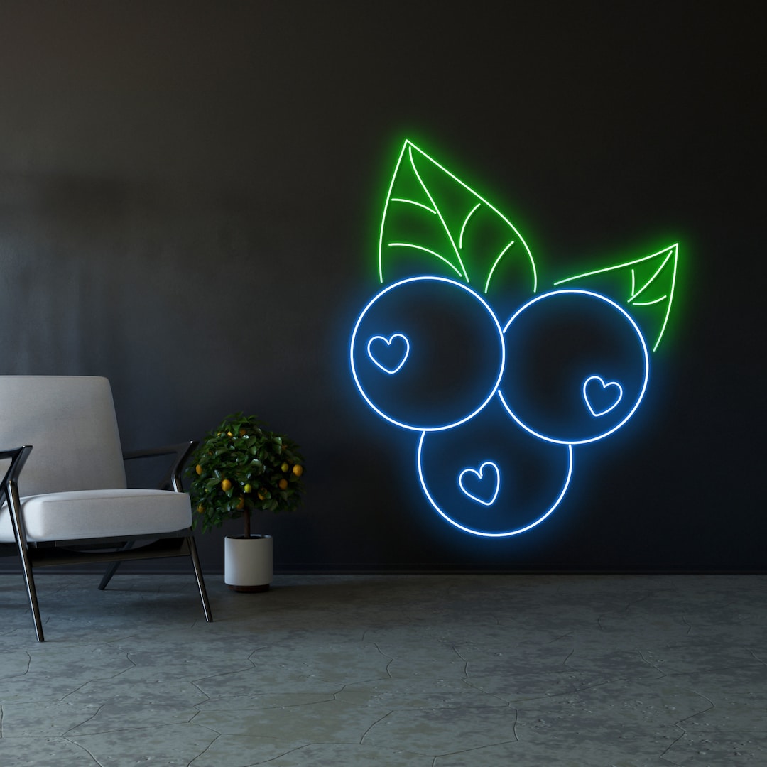 Blueberry Neon Sign, Blueberry LED Sign, Berry Neon LED Light, Fruit ...