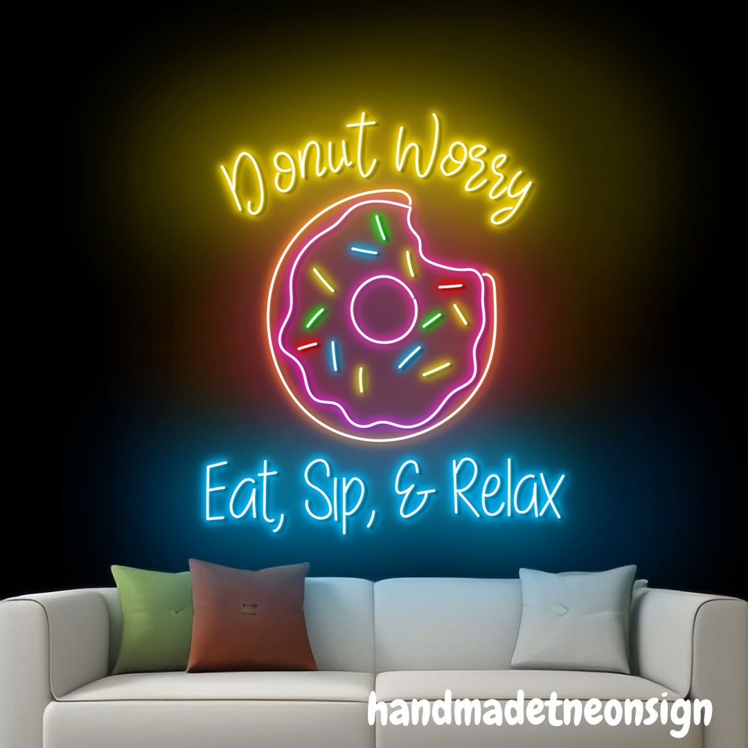 Donut Neon Wall Sign, Custom Text Led Wall Light, Baking Neon Wall ...