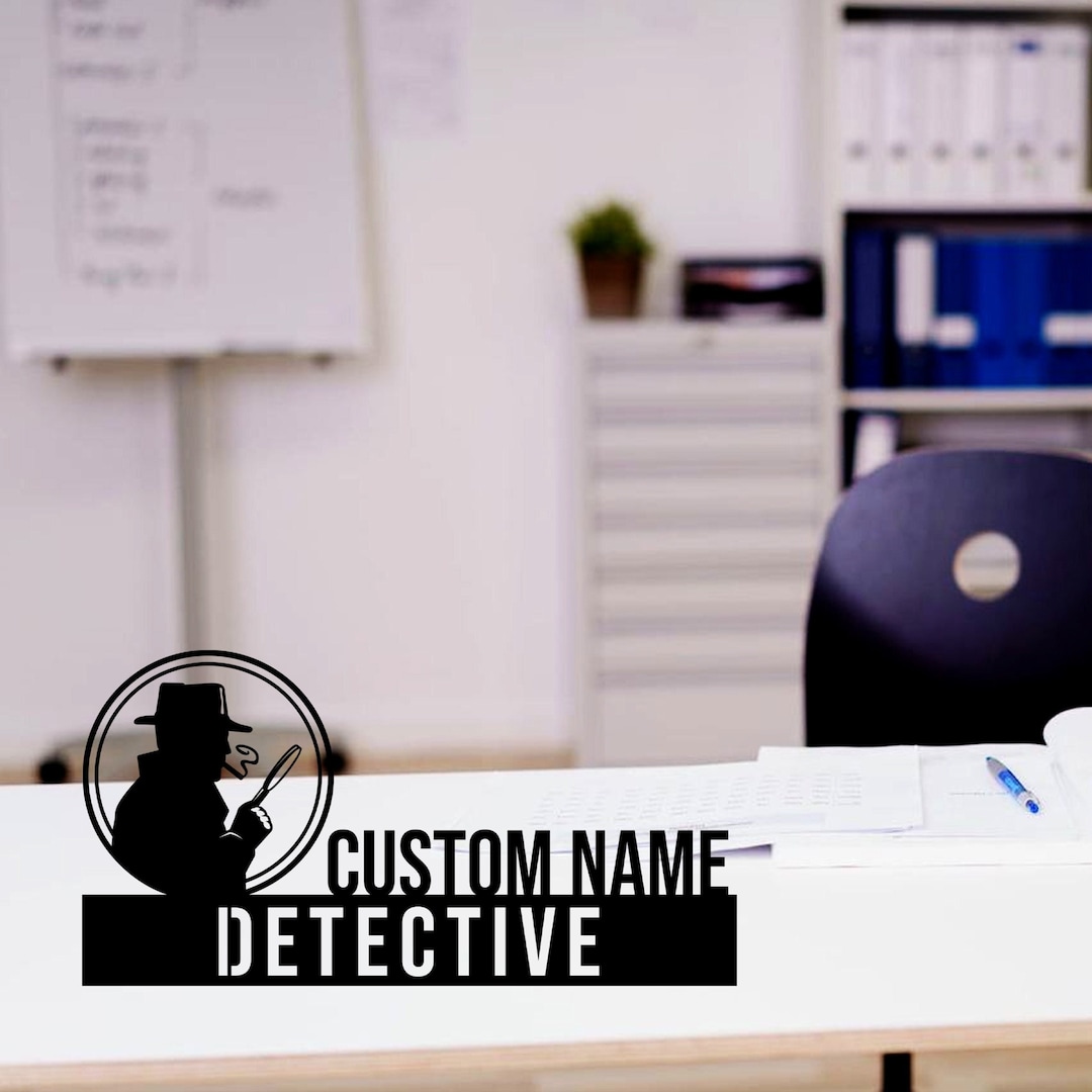 Custom Detective Desk Name Plate, Personalized Metal Detective Sign ...