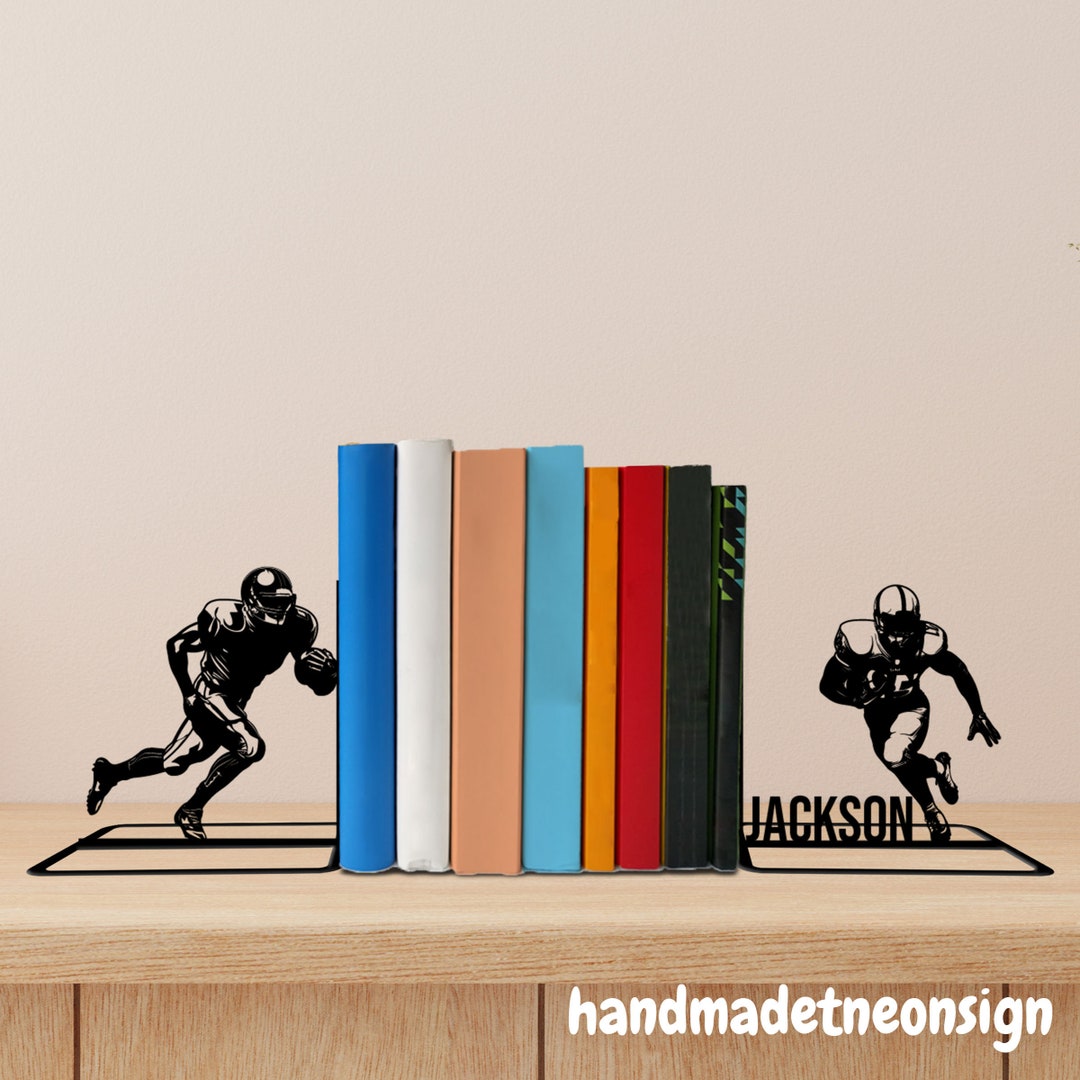 Custom American Football Metal Bookends Football Name Bookend, Football ...