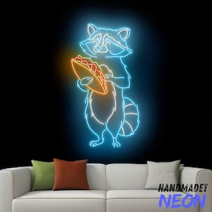 Raccoon Eating Tacos Neon Sign, Tacos Led Sign, Mexican Taco Led Light ...