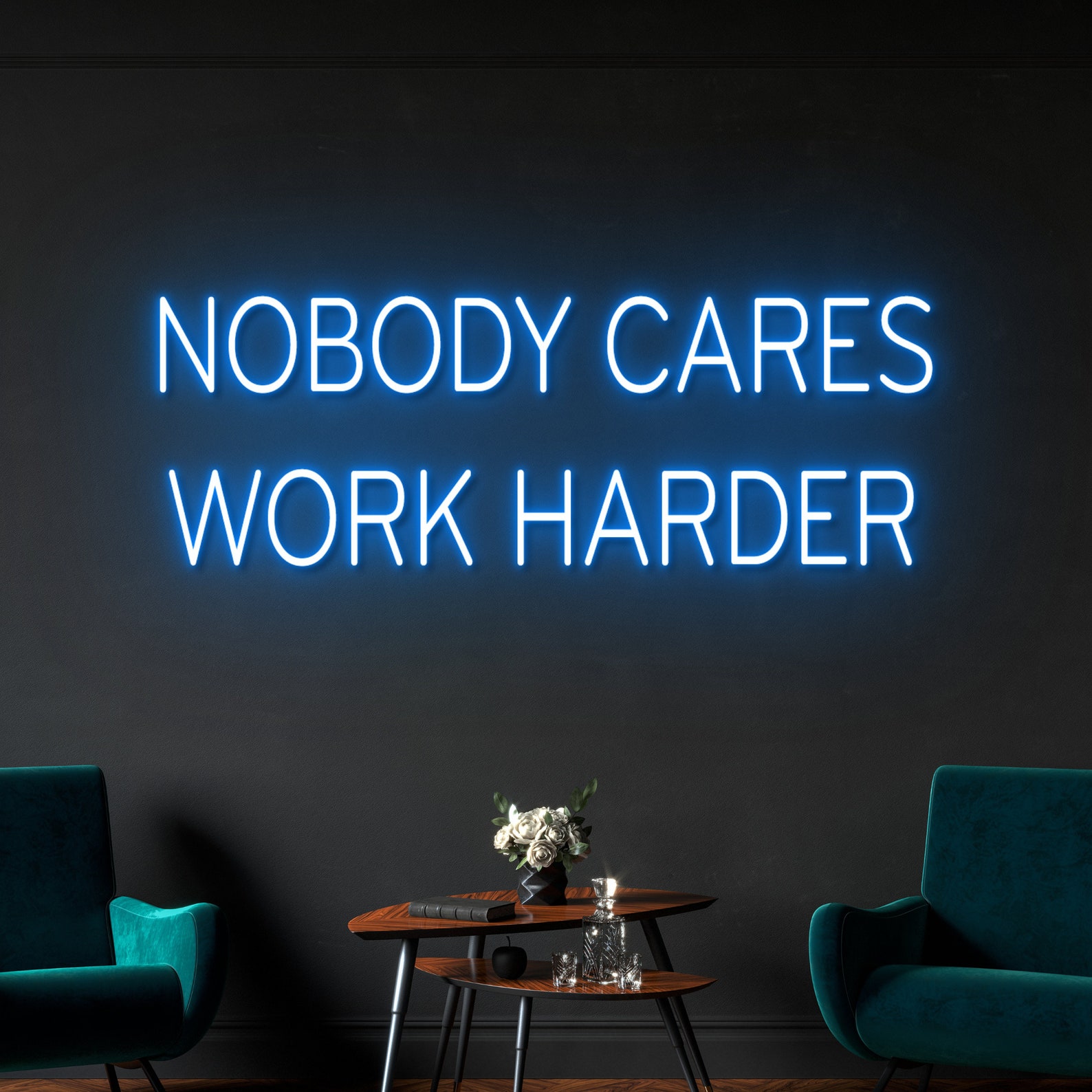 Nobody Cares Work Harder Neon Sign, Motivation Neon Sign, Wall Decor ...