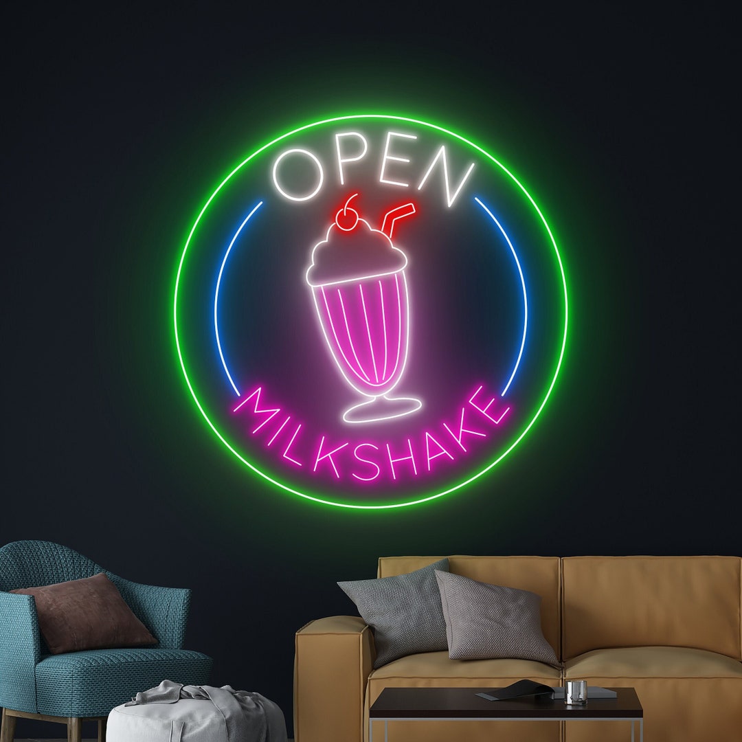 Milkshake Open Neon Led Sign, Open Milkshake Neon Sign, Milkshakes Neon ...