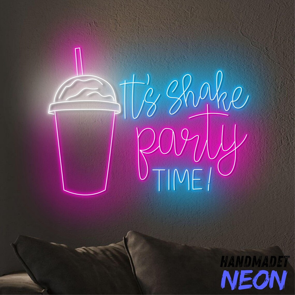 It's Shake Party Time Neon Sign, Milkshake Led Sign, Milkshake Led ...
