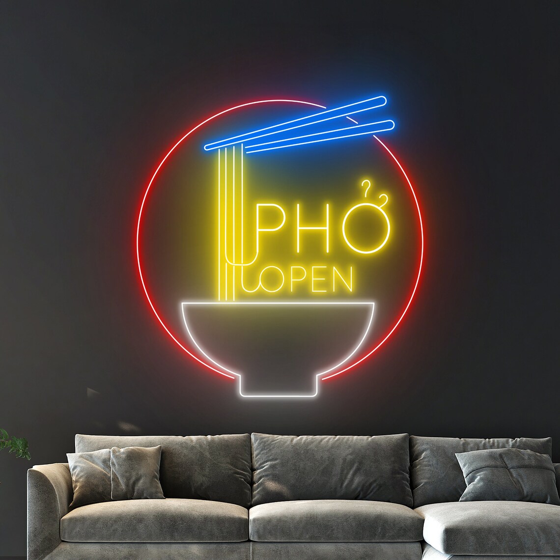Pho Open Led Sign, Pho Noodles Neon Sign, Vietnamese Noodles Led Light ...