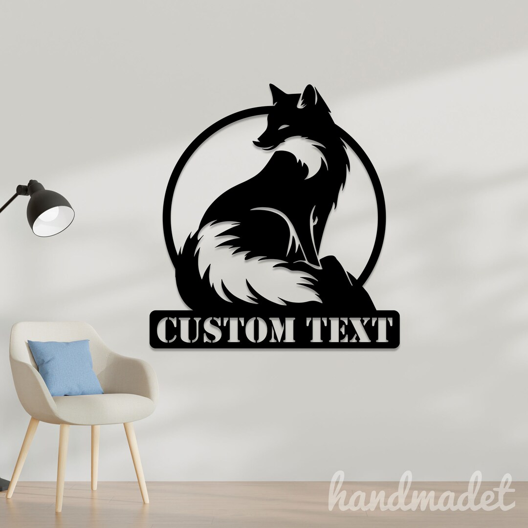 Personalized Fox and Moon Metal Wall Sign, Fox Metal Wall Light, Animal ...