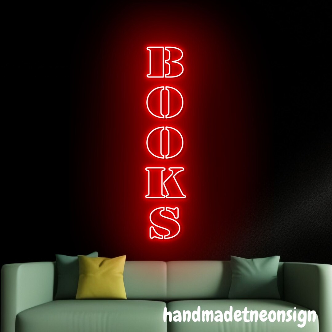 Books Neon Sign, Custom Book Led Sign, Custom Text Neon Light, Book ...