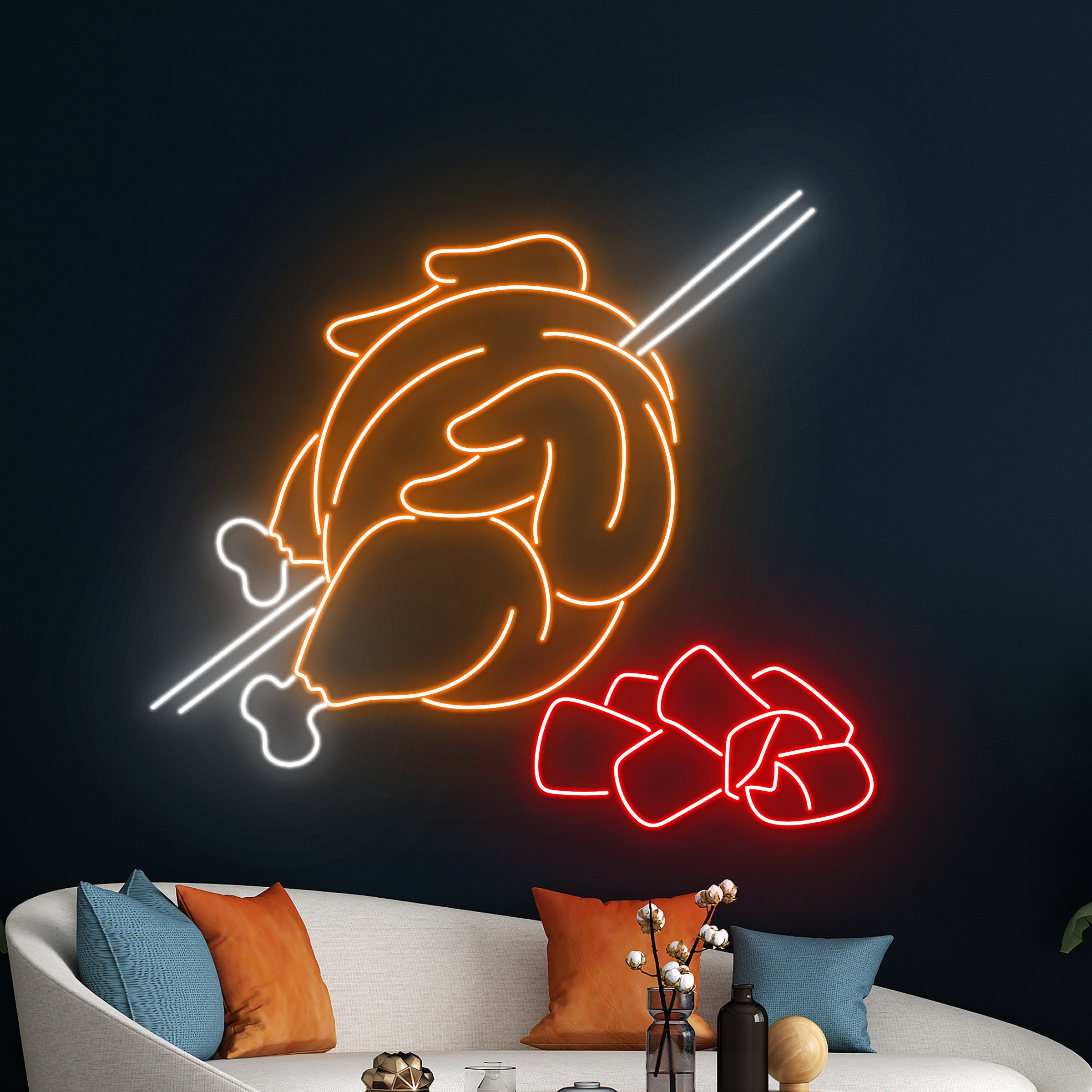 Roasted Chicken Neon Sign, Roasted Chicken Led Sign, Chicken Led Light ...