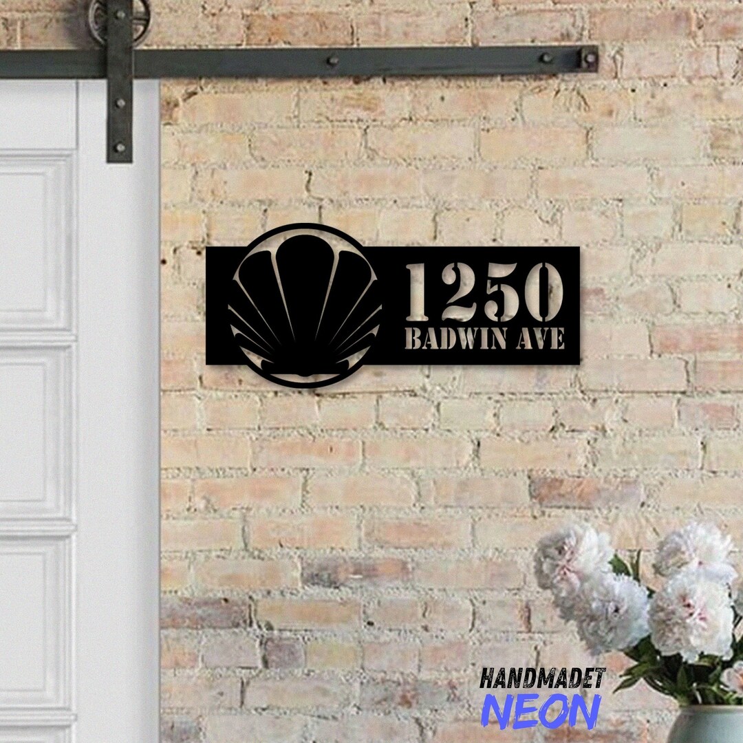 Personalized Seashell House Number, Seashell Home Number Metal Wall ...