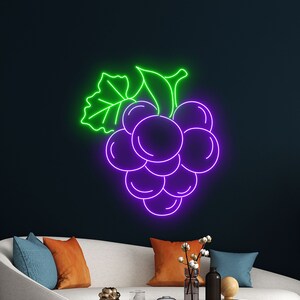 Grape Neon Sign, Grapes Led Sign, Grape Fruit Neon Light, Fruit Led ...