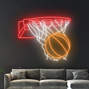 Basketball Hoop Neon Sign, Basketball Ball Neon Light, Basketball ...
