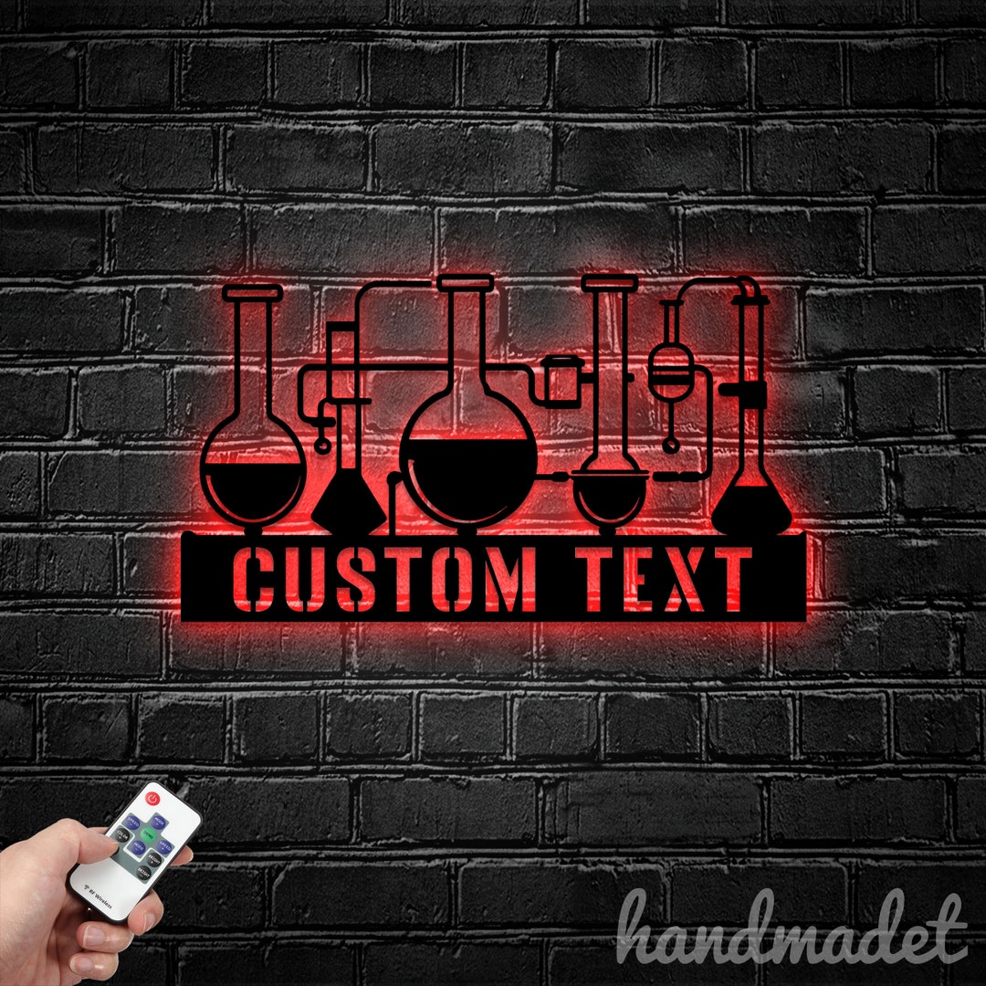 Personalized Chemistry Teacher Metal Wall Sign, School Metal Wall Light ...