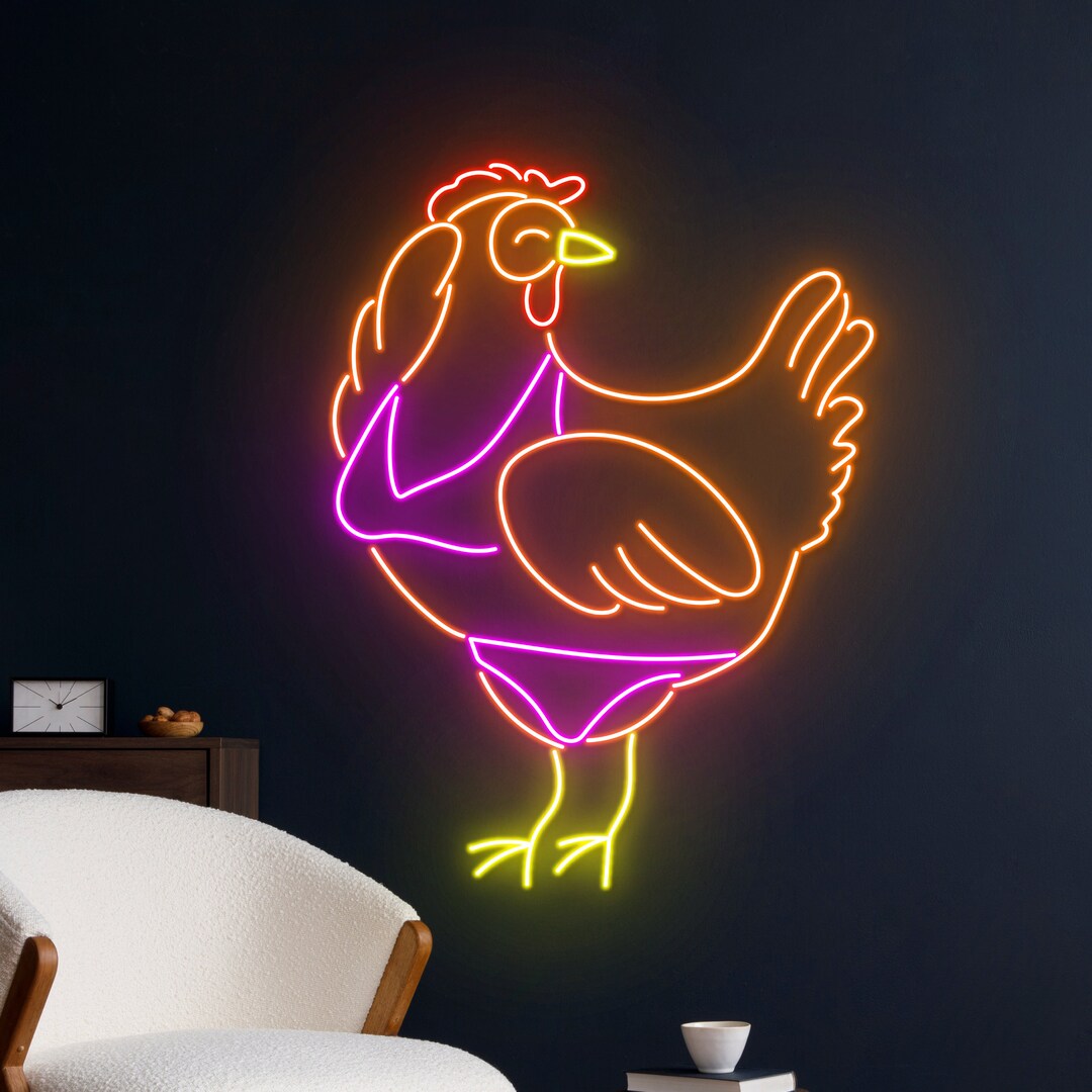 Chicken Bikini Neon Light, Chicken Bikini Chicken Led Light, Hen Led ...